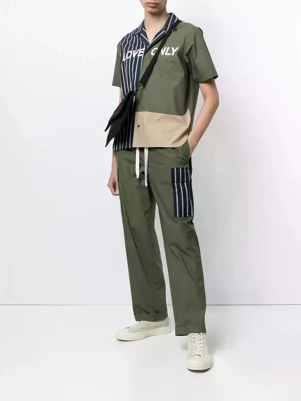 PORTS V Striped-panel Drawstring Trousers