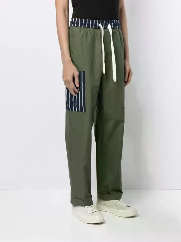 PORTS V Striped-panel Drawstring Trousers