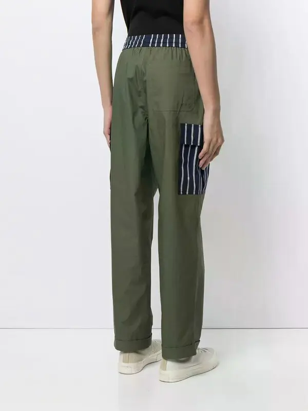 PORTS V Striped-panel Drawstring Trousers
