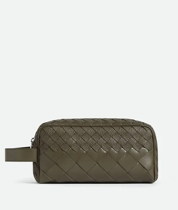 Bottega Veneta Intrecciato Calf Leather Travel Pouch - Cypress