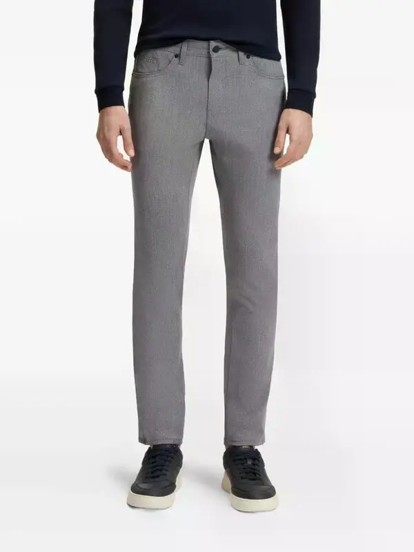 BOSS Mélange-effect Slim-fit Trousers - Grey