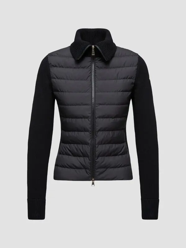 Moncler Down-filled Cardigan In Wool - Black