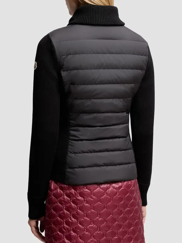 Moncler Down-filled Cardigan In Wool - Black