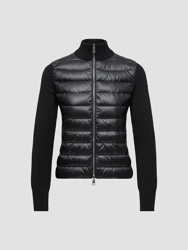 Moncler Down-filled Cardigan In Wool - Black