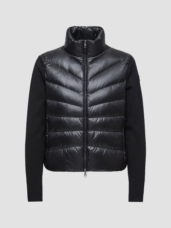 Moncler Down-filled Cardigan In Wool - Black