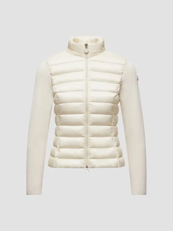 Moncler Down-filled Cardigan In Wool - White