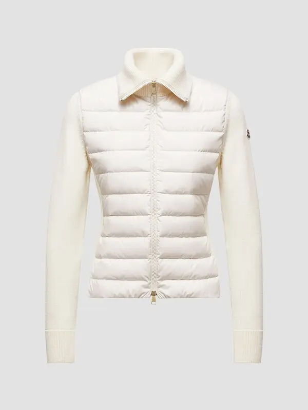Moncler Down-filled Cardigan In Wool - White
