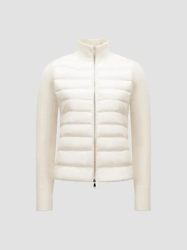 Moncler Down-filled Cardigan In Wool - White