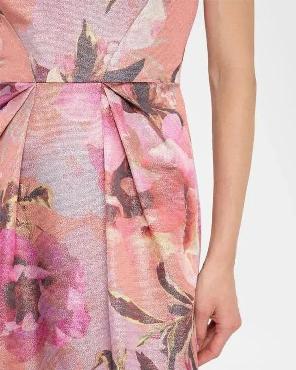 Aidan Mattox Floral-print Shimmer Gown - Multi