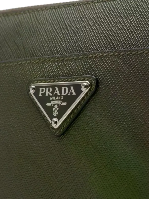 Prada Saffiano Leather Pouch With Detachable Wrist Strap