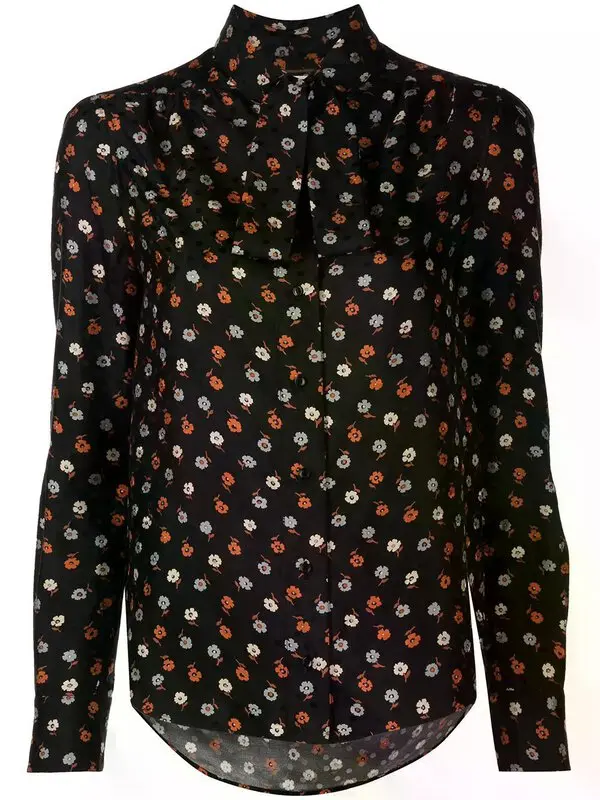 Saint Laurent Floral-print Long-sleeve Blouse