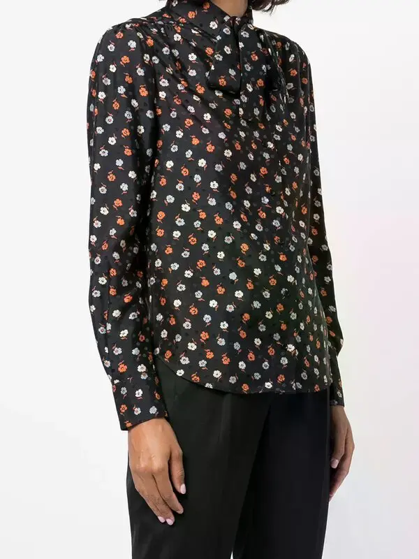 Saint Laurent Floral-print Long-sleeve Blouse