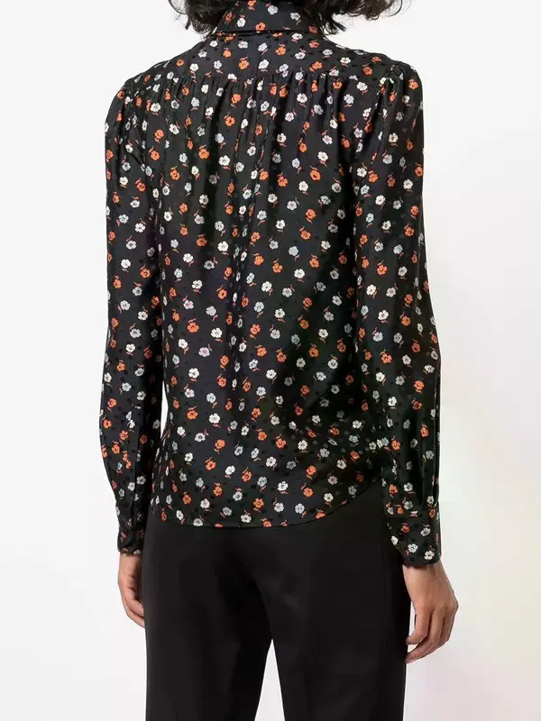 Saint Laurent Floral-print Long-sleeve Blouse