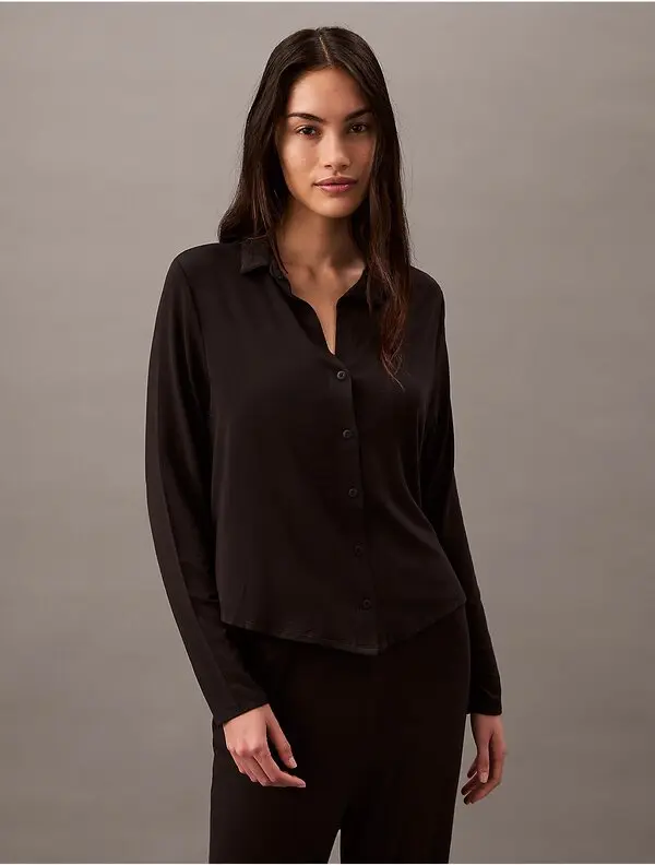 Calvin Klein Ultra Soft Modal Button-down Shirt - Black