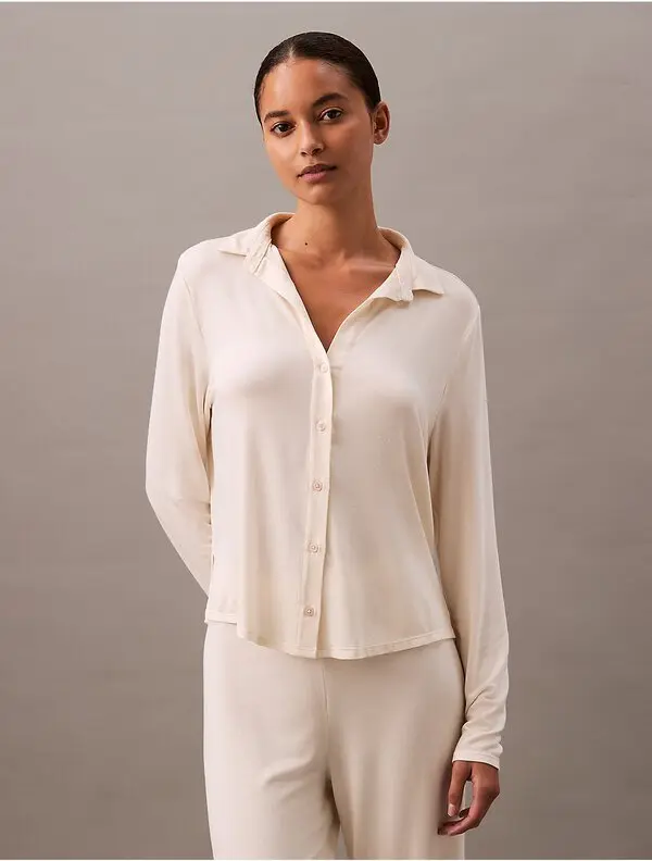 Calvin Klein Ultra Soft Modal Button-down Shirt - Ivory