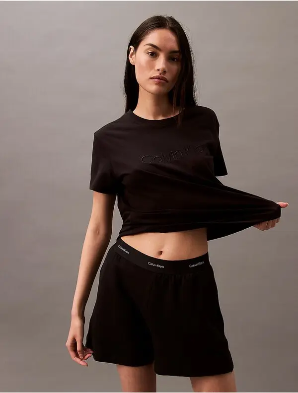Calvin Klein Cotton Terry Lounge Shorts - Black