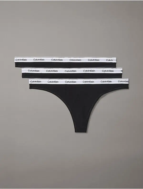Calvin Klein Icon Logo 3-pack Low Rise Thong - Black