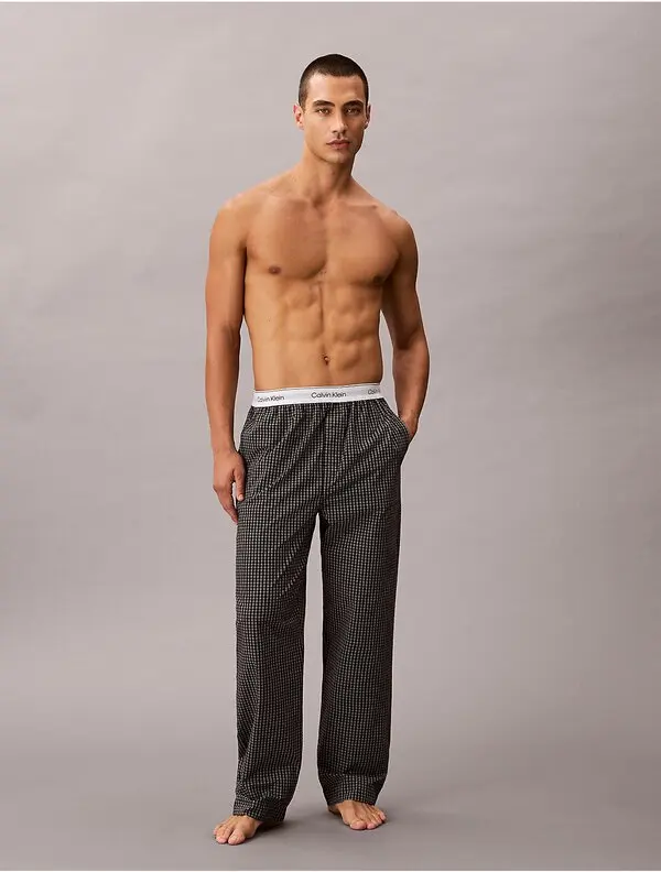 Calvin Klein Cotton Poplin Sleep Pants - Summit Plaid Black