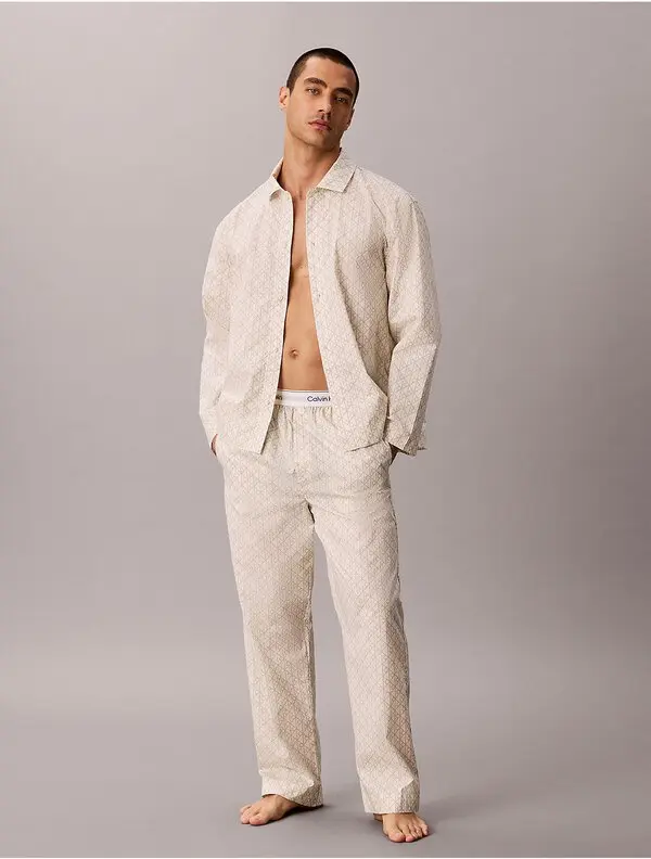 Calvin Klein Cotton Poplin Sleep Pants - Tofu