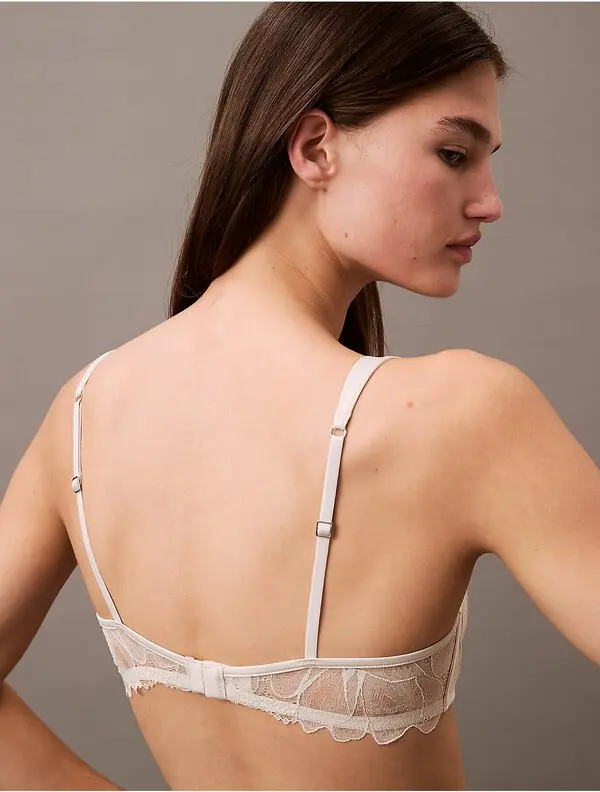 Calvin Klein Floral Lace Unlined Balconette Bra - Chalk