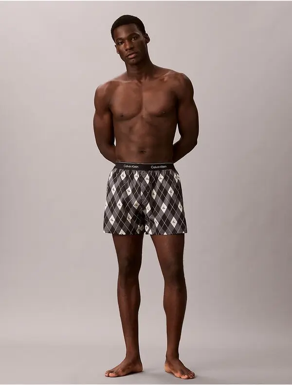 Calvin Klein Cotton Poplin Boxer - Argyle Black