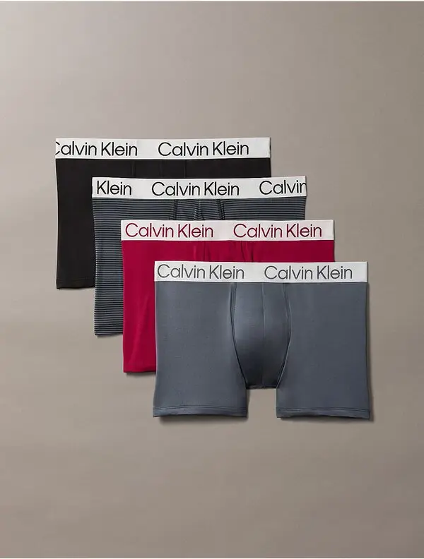 Calvin Klein Chromatic 4-pack Trunk - Black / Board Stripe / Turbulence / Beet Red