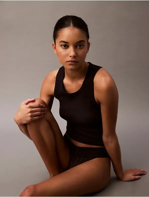 Calvin Klein Icon Logo Lace Thong - Black