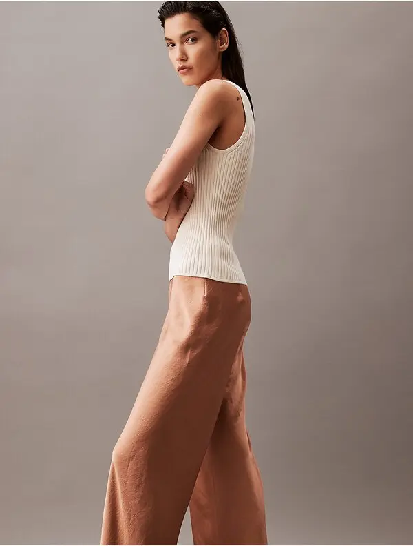 Calvin Klein Crushed Satin Wide Leg Pants