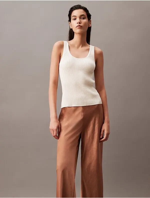 Calvin Klein Crushed Satin Wide Leg Pants