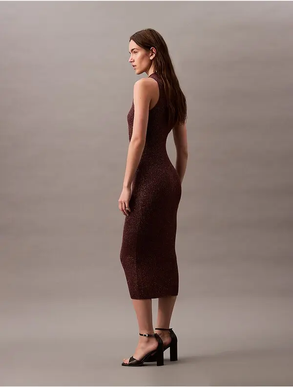 Calvin Klein Lurex Midi Dress - Decadent Chocolate