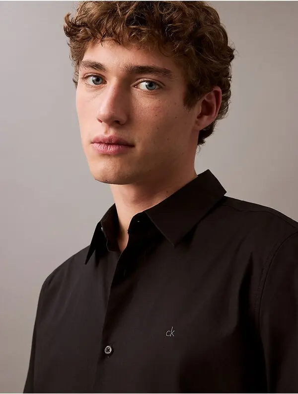 Calvin Klein Cotton Stretch Slim Button-down Shirt - Black