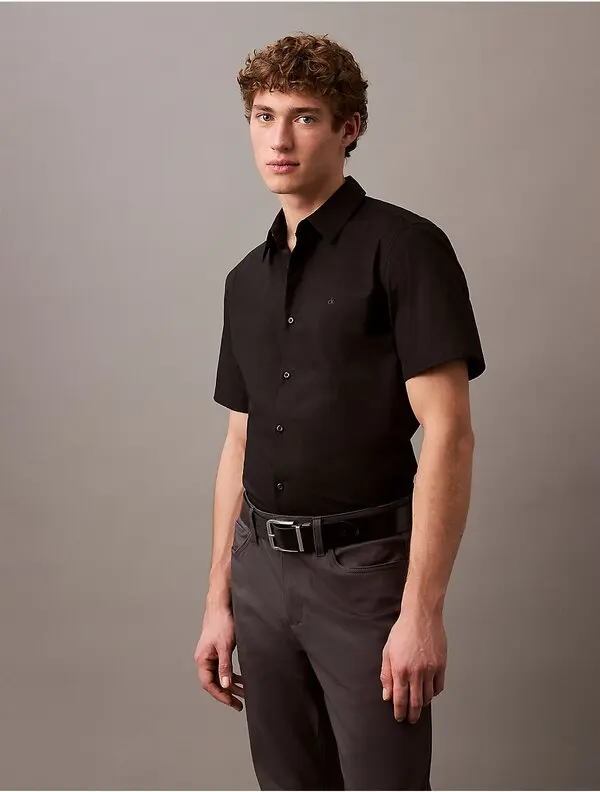 Calvin Klein Cotton Stretch Slim Button-down Shirt - Black