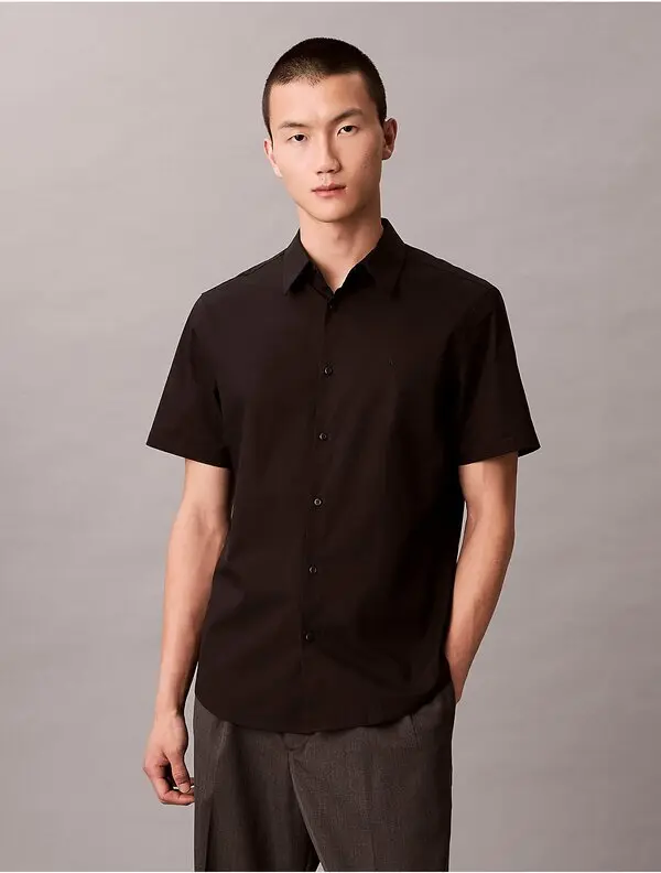 Calvin Klein Cotton Stretch Slim Button-down Shirt - Black