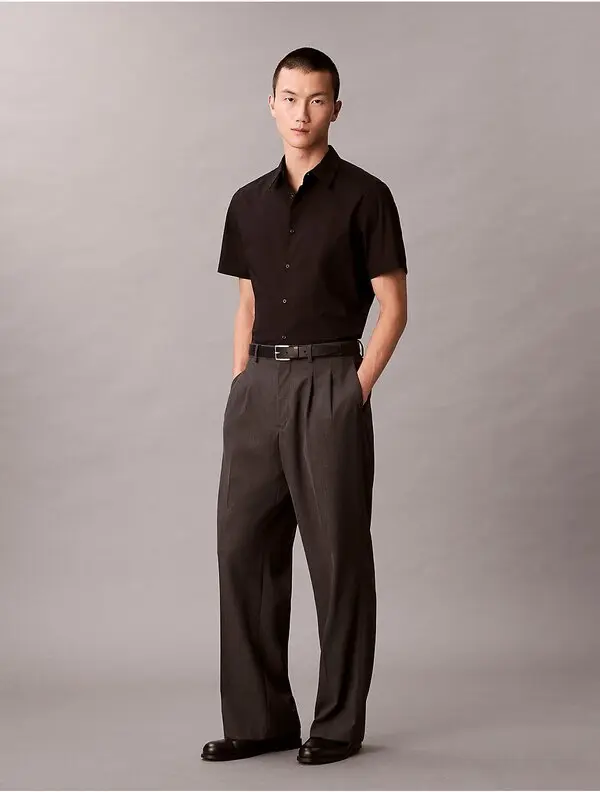 Calvin Klein Cotton Stretch Slim Button-down Shirt - Black