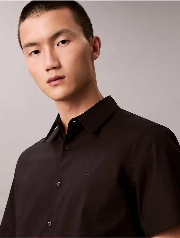 Calvin Klein Cotton Stretch Slim Button-down Shirt - Black