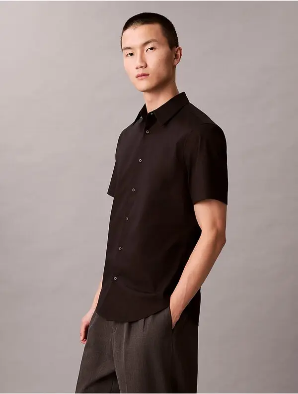 Calvin Klein Cotton Stretch Slim Button-down Shirt - Black