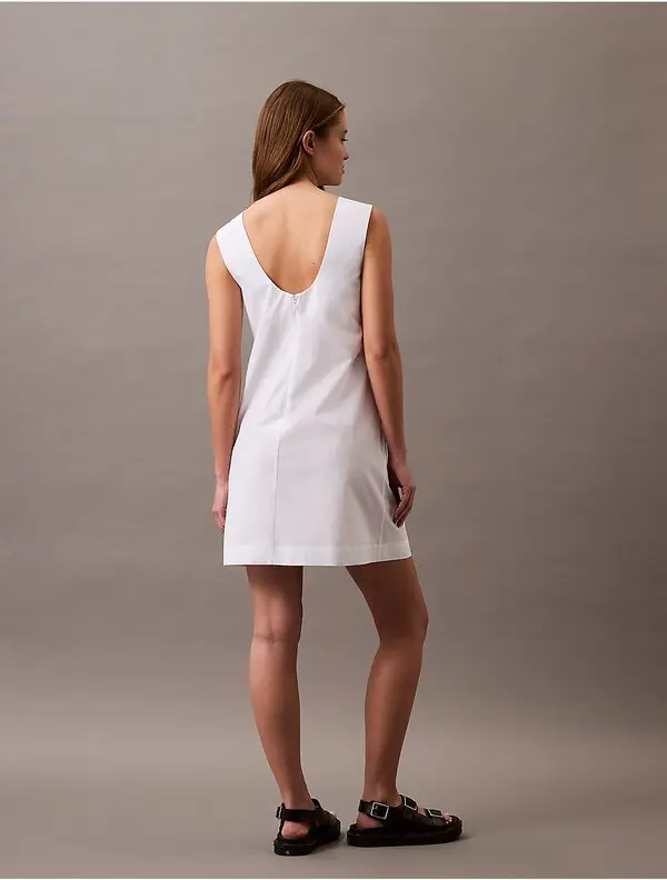 Calvin Klein Cotton Poplin Sleeveless Mini Dress In Brilliant White - 50%  Off