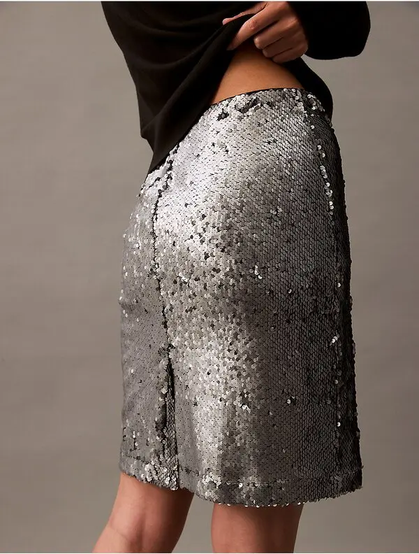 Calvin Klein Sequin Mini Skirt - Dark Grey