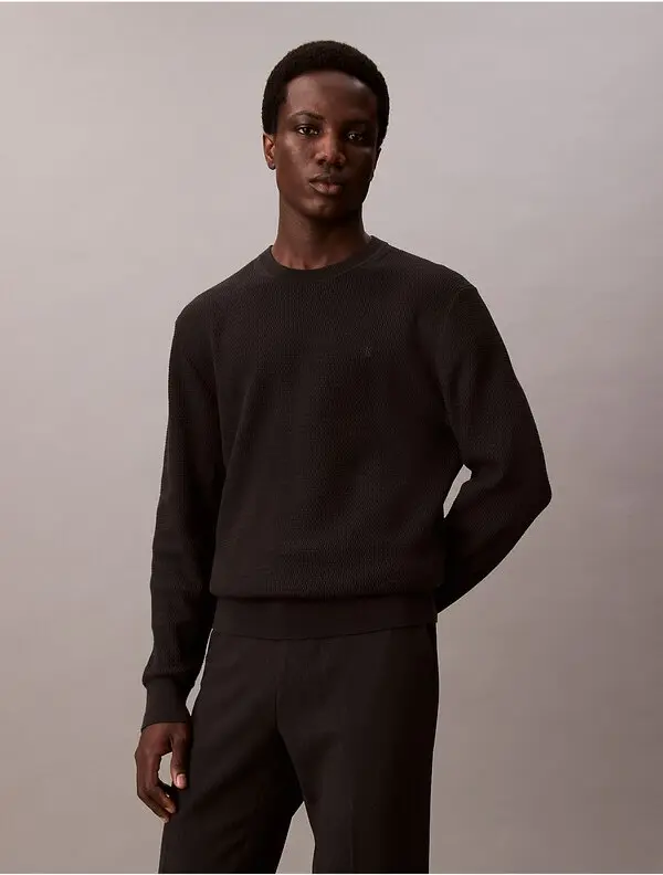 Calvin Klein Relaxed Textured Sweater - Black