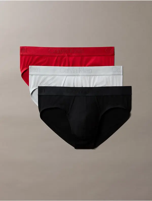 Calvin Klein 3-pack Hip Brief - Black / Harbor Mist / Red Stamp