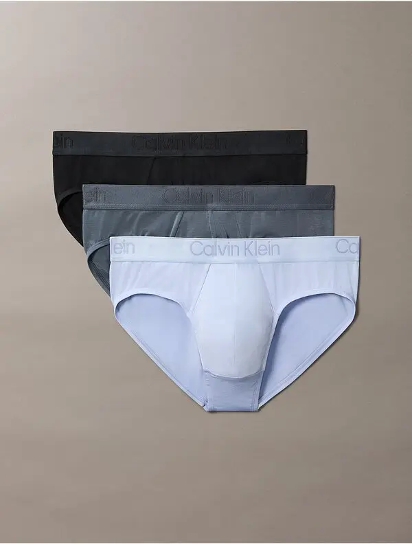 Calvin Klein 3-pack Hip Brief - Black / Turbulence / Casual Blue