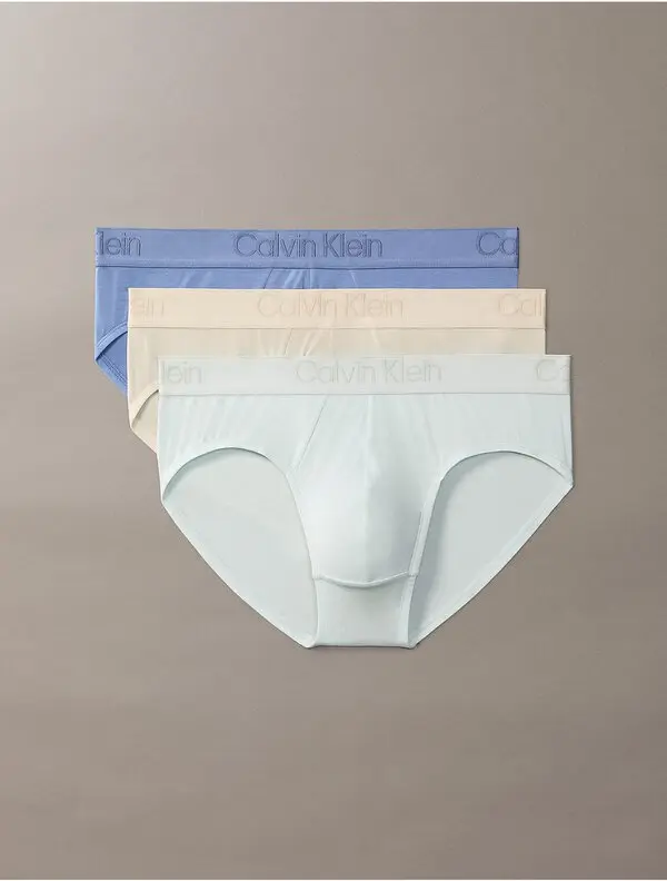 Calvin Klein 3-pack Hip Brief - Oatmeal/sky Gray/blue Tulip