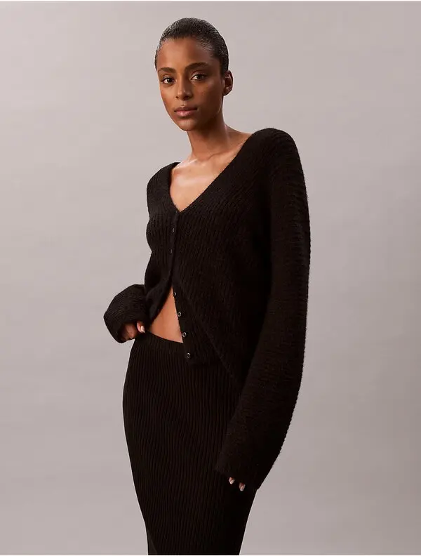 Calvin Klein Smooth Cotton Rib Midi Skirt