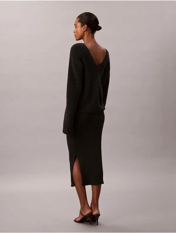 Calvin Klein Smooth Cotton Rib Midi Skirt