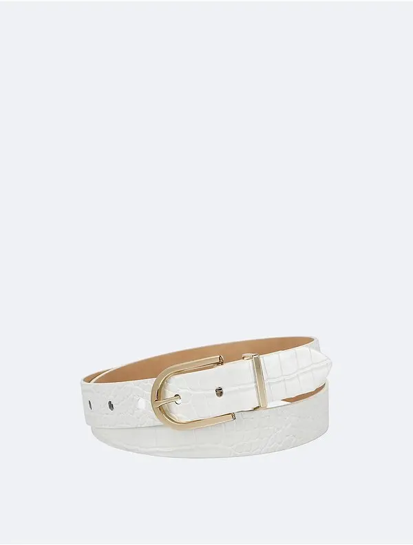 Calvin Klein Croc-effect Belt - Bone Croc