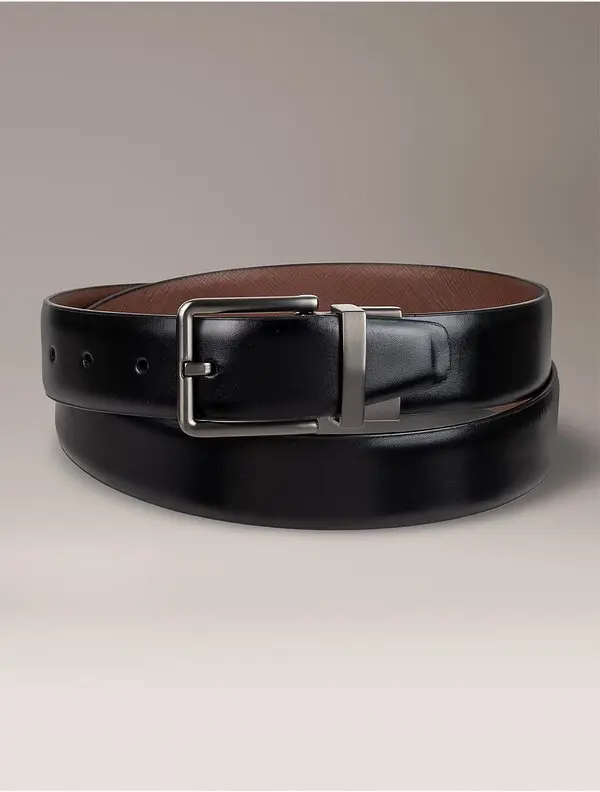 Calvin Klein Reversible Saffiano Leather Dress Belt - Black