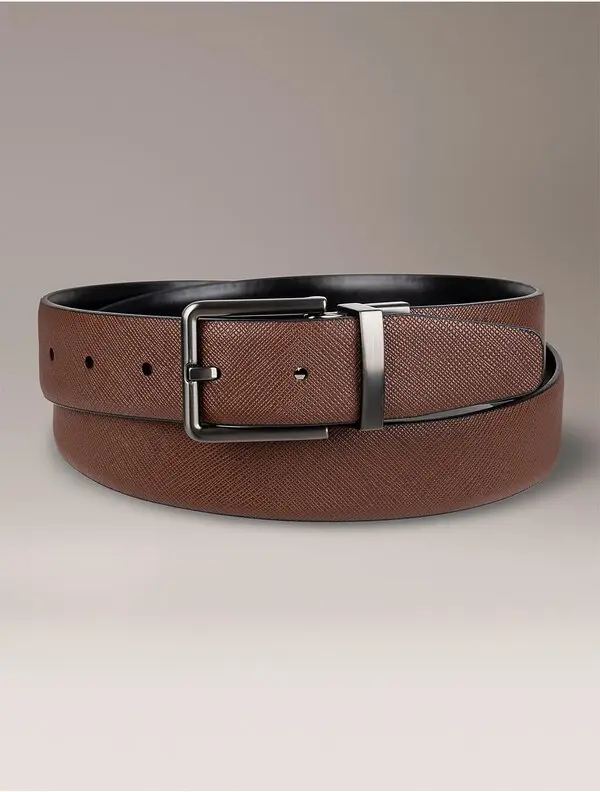 Calvin Klein Reversible Saffiano Leather Dress Belt - Black
