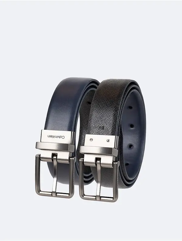 Calvin Klein Reversible Saffiano Leather Dress Belt - Blue
