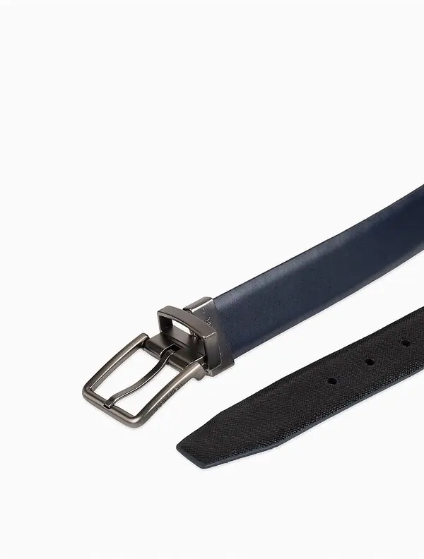 Calvin Klein Reversible Saffiano Leather Dress Belt - Blue