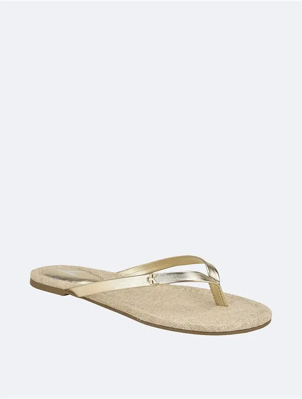 Calvin Klein T-strap Sandals - Gold